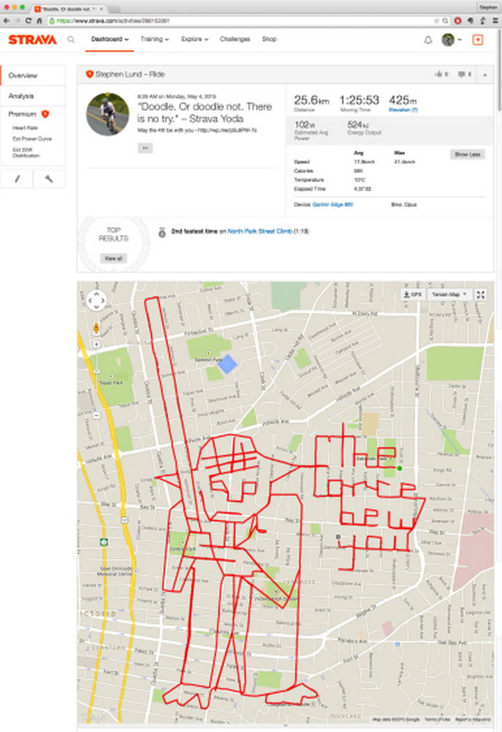 Cyclist Creates GPS Art Doodles by Riding His Bike